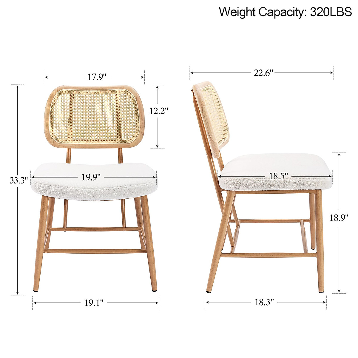 ONEVOG Classic Fabric Dining Chairs, Plush Upholstered Dining Seat，Kitchen Dining Room Chair with Curved Back, Faux Wood Metal Legs, Mid Century Modern Beige Dinner Chairs Set of 2