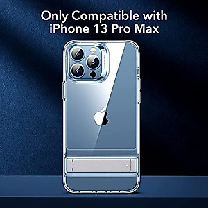 ESR Metal Kickstand Case Compatible with iPhone 13 Pro Max Case, Patented Two-Way Stand, Reinforced Drop Protection, Slim Flexible Back Cover, Clear
