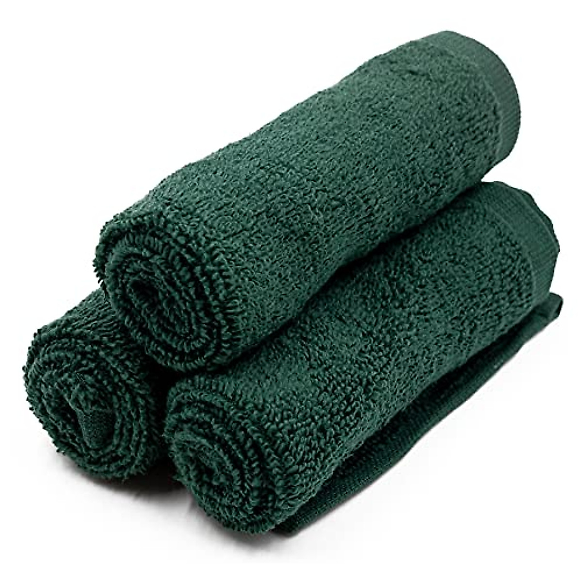 Linteum Textile 12 Piece Face Towel Set, 12x12 Inch, 100% Soft Cotton 16 Single Ring Spun Premium Washcloths Absorbent Durable Luxurious Face Towel (Hunter Green)