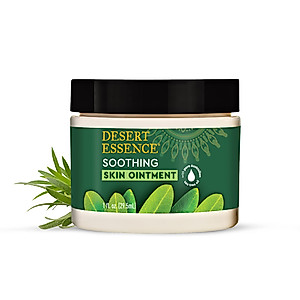 Desert Essence TEA TREE OIL SKIN OINTMENT – Itch Relief, Rash Cream for Razor Burn - Soothing Balm with Lavender & Jojoba - Gluten & Cruelty-Free - 1 oz