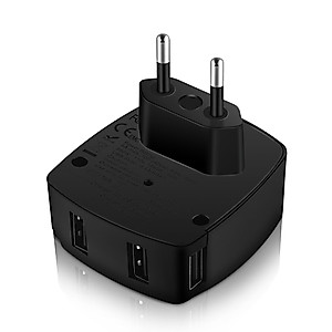 Bonazza Universal International Travel Adapter Kit with 4Amps 4 USB Ports - UK, US, AU, Europe All In One Plug Adapter - Over 150 Countries & USB Power Adapter for iPhone, Android, All USB Devices (FC-4U)
