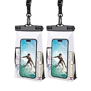 2 Pcs Large Waterproof Phone Pouch Up to 6.9", Floating Dry Bag for iPhone 14 13 12 11 Pro Max Galaxy S22 S21 Large Capacity Waterproof Bag Sunglasses Storage Dry Pouch for Swimming Rafting Boating