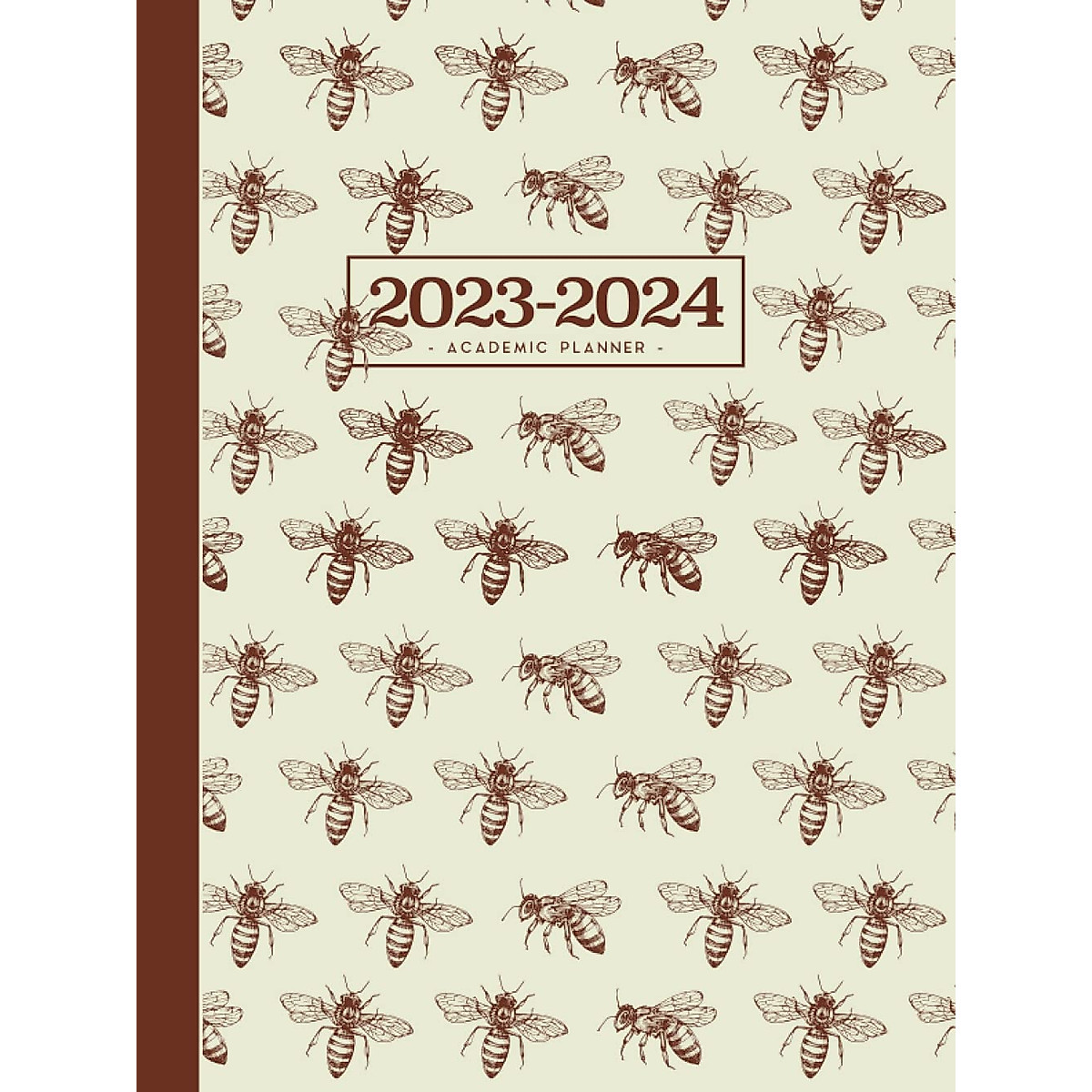 Academic Planner 2023-2024 Large | Classic Bumble Bees On Cream: July - June | Weekly & Monthly | US Federal Holidays and Moon Phases
