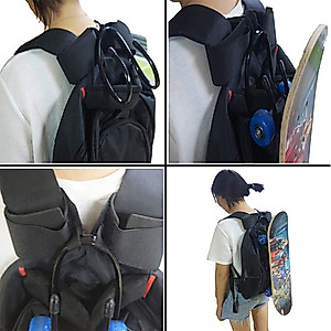 Backpack Shoulder Strap Hooks Backpack Hanger with Strap Mount Backpack Attachment Carrier Skateboard Carry for Longboard Skateboard Backpack Bag Carrier - No Backpack