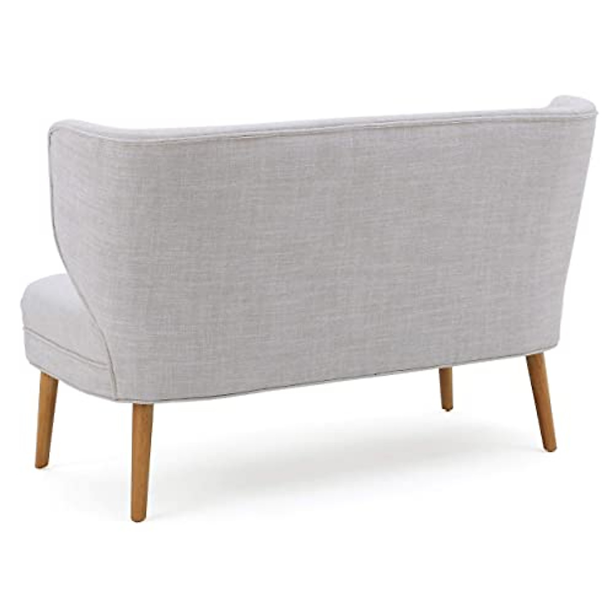 GDFStudio Dumont Mid-Century Modern Fabric Settee, Beige and Natural