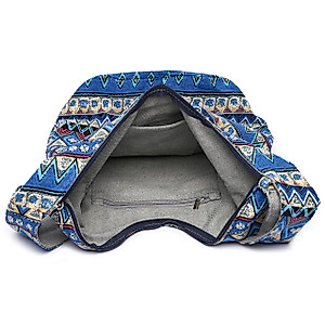 Women Shoulder Handbags Fashion canvas Hippie Crossbody Bags Bohemian Animal Prints Hobo Bags (Blue-white)