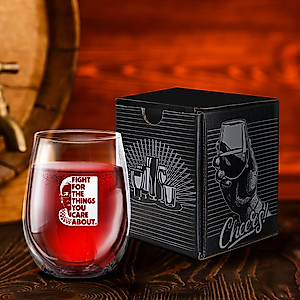 DEMS for USA RBG WINE GLASS | Ruth Bader Ginsburg | FIGHT FOR THE THINGS YOU CARE ABOUT | 15oz Stemless Wine Tumbler | MADE IN USA, 2M103-2C-574