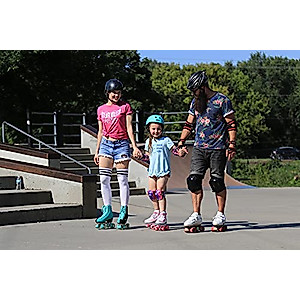 Roller Derby Firestar Youth Girl's Quad Roller Skates, White/Pink, Size 13