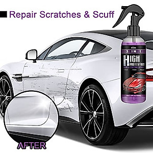 3 in 1 High Protection Ceramic Coating Nano Spray, Car Coating Wax Polishing Spray, Plastic Refresher, Fast Fine Scratch Repair(2Pcs*100ml+2 Towel)