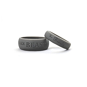 AERA CUSTOMIZED His & Hers Silicone Wedding Band Set - Engrave Any Text, Symbol, Image - Ships Next Day