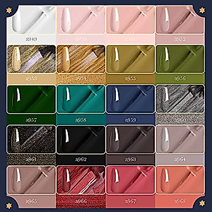 Beetles 20Pcs Gel Nail Polish Kit with Base Gel Top Coat- Lucky Tarot Collection White Black Nude Grey Glitters Gel Polish Golden Journey Nail Art Green Nails UV Manicure Gifts for Women