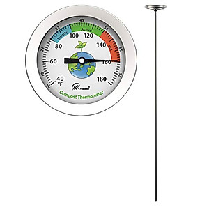 DOITOOL Compost Soil, 19.6inch Long Stem Compost Soil, Backyard Soil with Stainless Steel Dial for Composting Bins, Outdoor Gardening and Planting (40-180°F)
