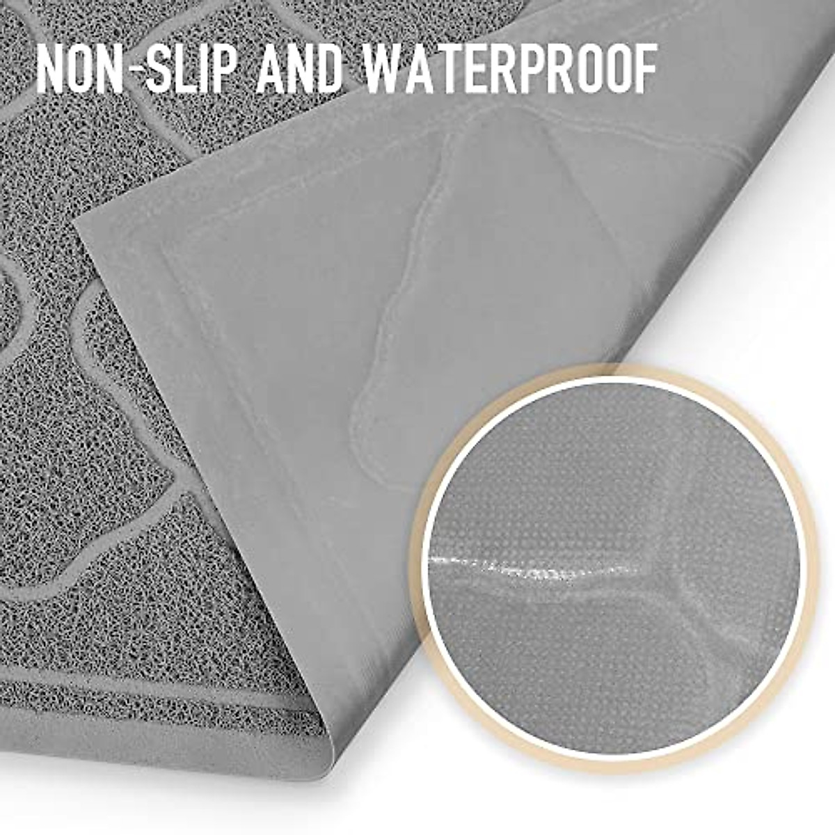 Heeyoo Cat Litter Mat, Large Kitty Litter Box Mat 47 x 35 Inches, Litter Trapping Mat with Waterproof and Non-Slip Backing, Keep Floors Clean, Soft on Kitty Paws