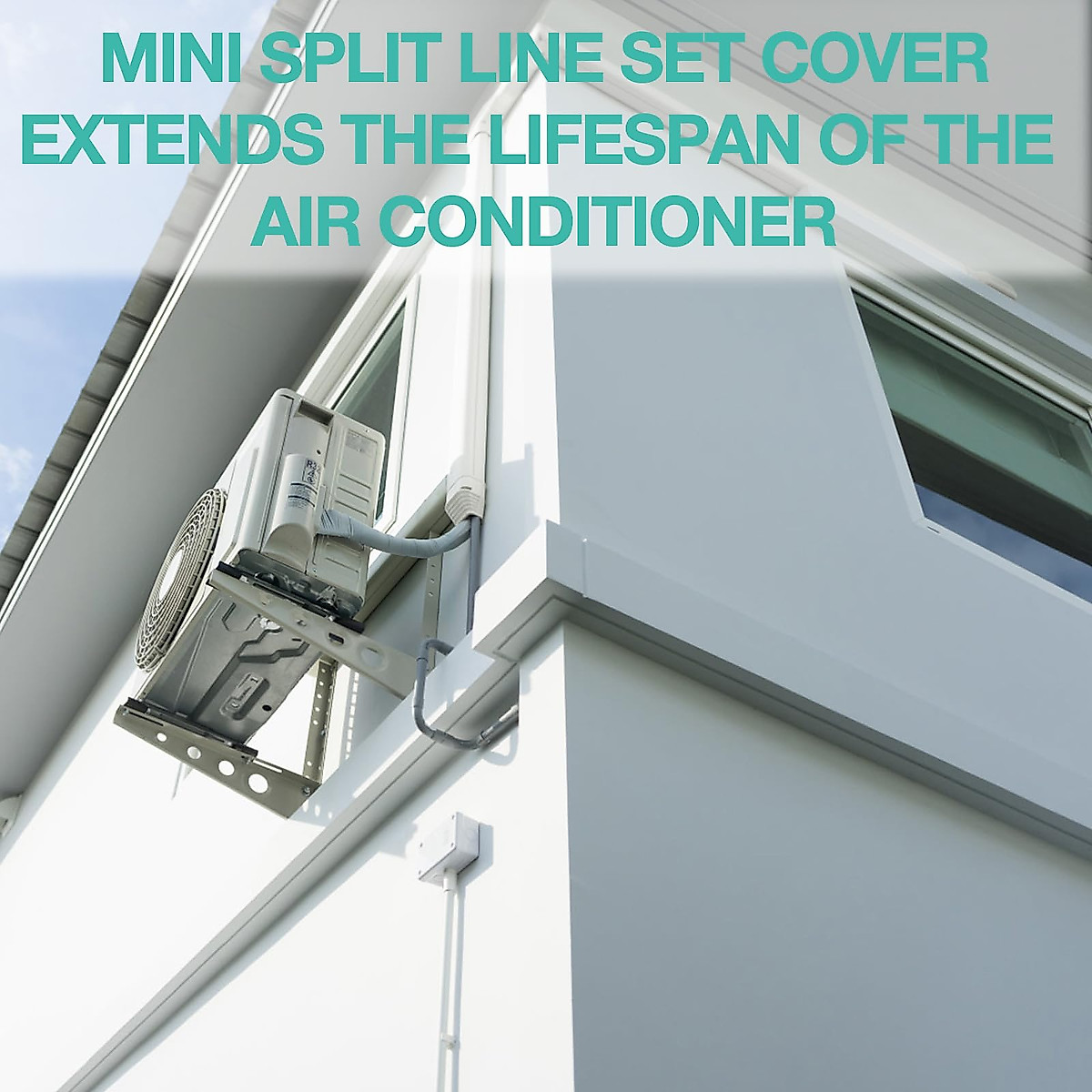OSMOFUZE 3" W 10Ft L Mini Split Line Set Cover Kit, Air Conditioner Decorative PVC Line Cover Kit for Mini Split AC and Heat Pumps