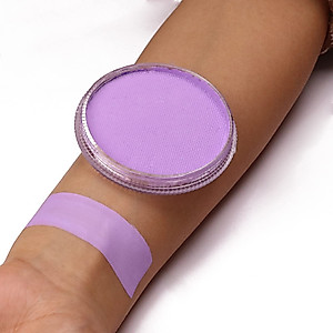 MEICOLY Neon Purple Face Paint,Water Activated Face Paint,Glow in The Dark Full Body Paint,Washable Non-toxic Fluorescent Single Color Body Paint,1.05oz,Neon Pastel Purple/UV Light Purple