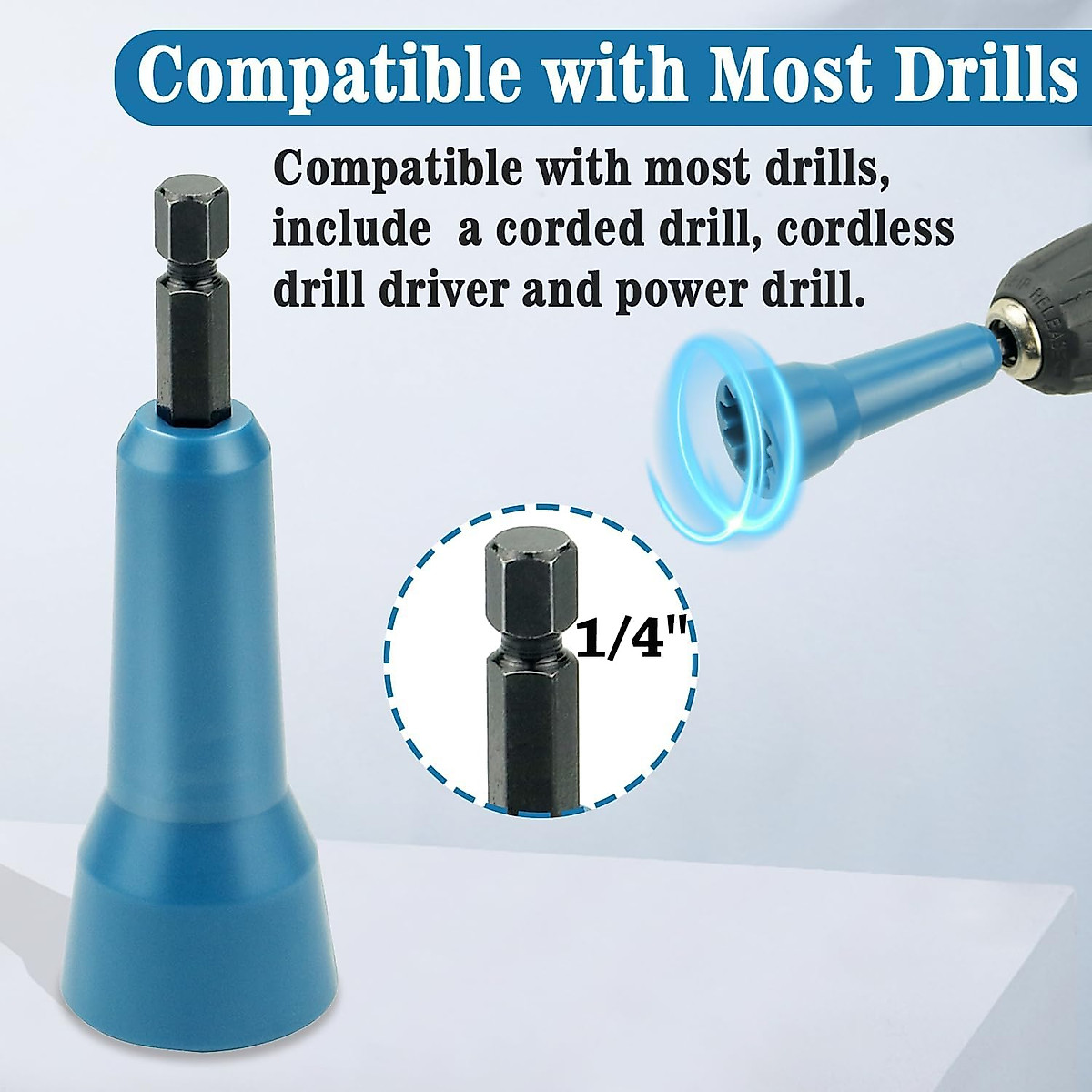 Wire Twisting Tool, Wire Spin Twister Nut, Spin Twist Wire Connector Socket, Wire Twisting Spinner, Wire Spin Driver Nut, Wire Twister Tool for Drill and Wire Connector Driver with 1/4" Chuck (Blue)