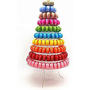 10 Tier Round Macaron Tower Stand Adjust Tiers Level Dia from 4"-13", Cupcake Stand Desserts Displayfor Wedding Birthday Decor