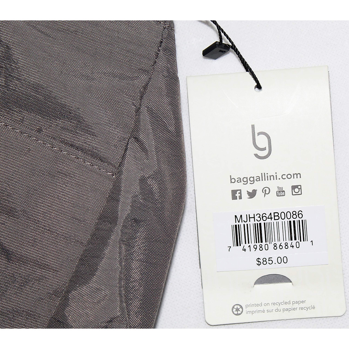 Baggallini Gray Shoulder Hand Bag Purse Handbag Nylon, Medium