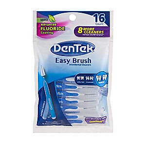 DenTek Easy Brush Interdental Cleaners, Brushes Between Teeth, Wide, Mint Flavor, 16 Count, Pack of 6