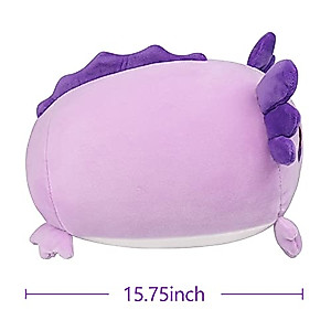 Auspicious beginning Cute Axolotl Plush Pillow Stuffed Animal, Kawaii Cat face Newt Toys Soft Axolotl Plush Dolls for Kids Boys Girls Adults Gifts (Purple Salamander,15.8inch)