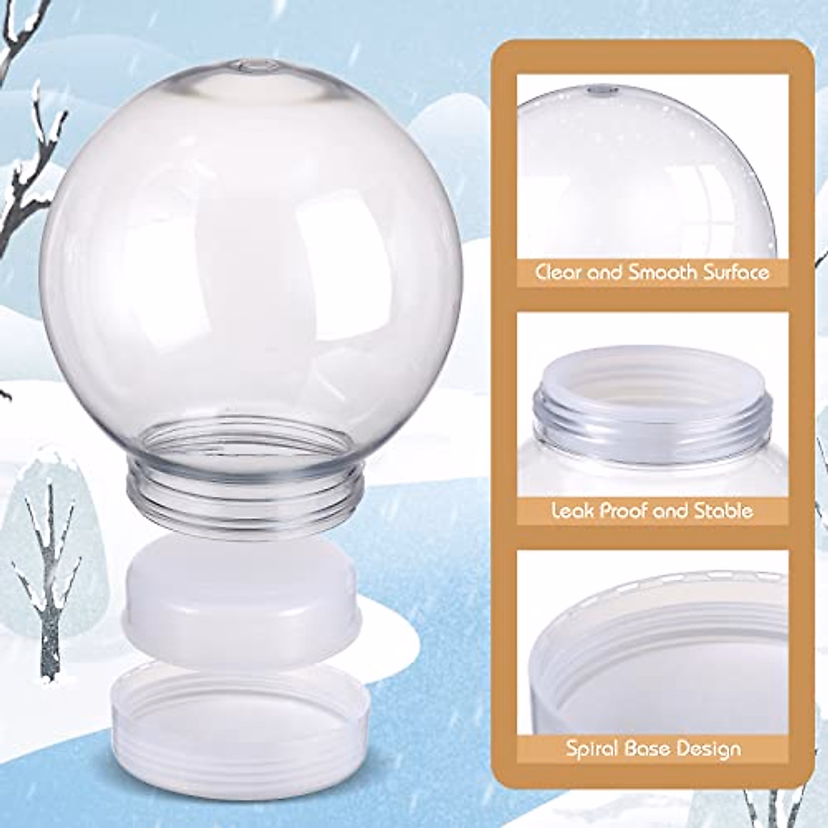 30 Pieces DIY Clear Plastic Water Globe Snow Globe 5 Inch Clear Snow Globe with Screw Off Cap for DIY Crafts Christmas Home Decoration
