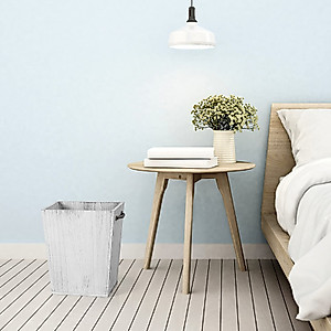 BTY Small Trash Can Rectangular Wooden Waste Basket Trash Bin with Handles Garbage Cans for Kitchen Bathroom Bedroom Office, Grey White