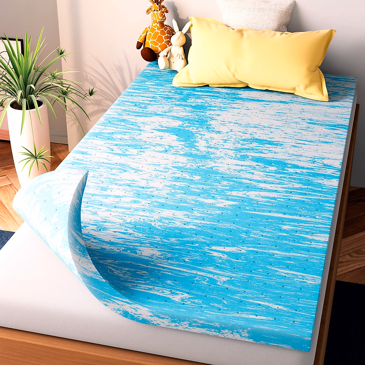 Airensky 3 Inch Queen (60"x80") Memory Foam Mattress Topper, Cooling Gel Infused Foam Mattress Topper for Pressure Relief Back Pain, Bed Toppers, CertiPUR-US