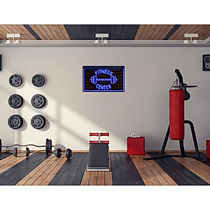 160034 Open Fitness Center Gym Room Home Decor Display LED Light Neon Sign (12" X 8", Blue)