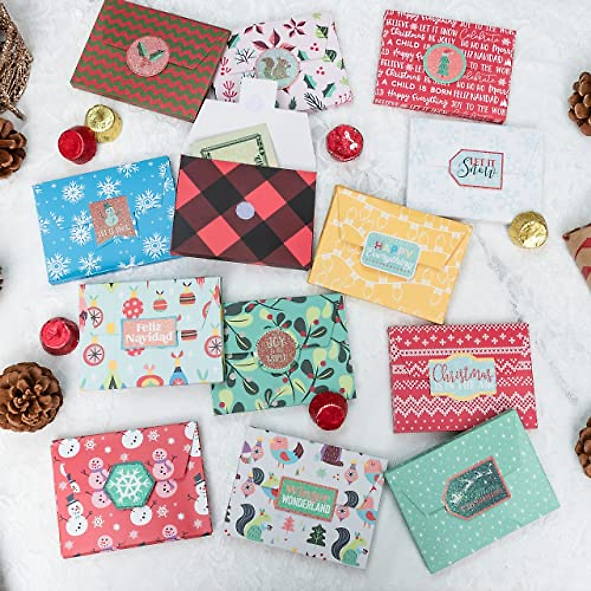 JOYIN 30PCS Christmas Gift Box Card Holders with Magic Sticker Christmas Gift Card Box Holders for Holiday Party, Cash Holder Gift Boxes, Christmas Candy Wrapping Paper, Holiday Gift Extra-Special