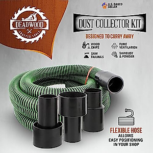 DCT Dust Collector Accessories Kit – 1.25in x 10ft Vacuum Hose, Dust Collection Fittings, and Vacuum Reducer