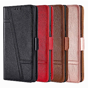 Fansipro Wallet Folio Case for Oppo Reno 2 Z, Premium PU Leather Slim Fit Cover for Reno 2 Z, 3 Card Slots, 1 Transparent Photo Frame Slot, Anti-Dirt, Red