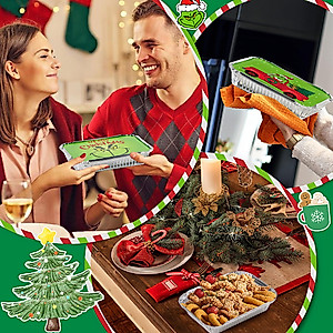 Biawoy 24Pcs Christmas Aluminum Foil Containers with Lids, Christmas Cookie Tins with Lids, Christmas Treat Containers Holiday Gift Giving and Food Storage Containers, Disposable Leftovers Containers