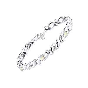 Rylos Bracelets for Women 925 Sterling Silver infinity Twist Tennis Bracelet Gemstone & Diamonds Adjustable to Fit 7"-8" Wrist, 6-4X3MM Opal Jewelry for Women Friendship Bracelets