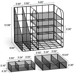 Desk Organizers and Accessories - 5-Tier Desk Organizer Office Supplies with File Holder, Sliding Drawers & Pen Holder, Desktop File Organizer and Storage for Office, School, Home
