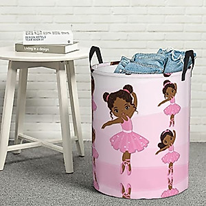 Gbuzozie Cute African Black Girl Round Laundry Hamper Storage Basket Toys Clothes Organizer Bin For Home Bathroom Bedroom Dorm Nursery, 38l