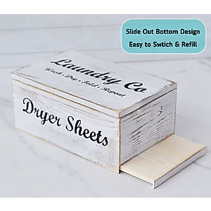 Dryer Sheet Holder For Laundry Room - Farmhouse Dryer Sheet Box With Lid, Rustic Wooden Dryer Sheets Container For Fabric Softener Sheets For Farmhouse Laundry Room Decor And Storage