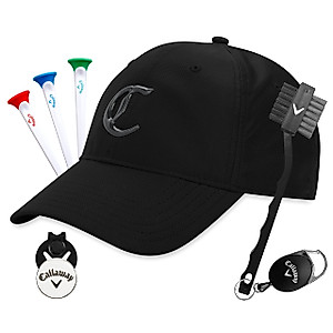 Callaway unisex adult Black Golf Hat Gift Set, Black, Golf Club Brush Plastic Golf Tees