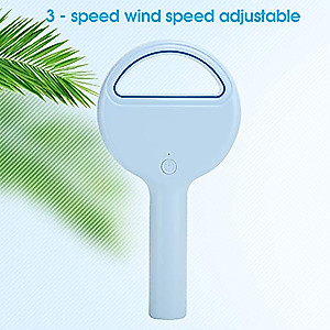 Bladeless Fan, 3-Speed USB Rechargeable Portable Mini Fan Ultra-Low Noise Adjustable Handheld Personal Fan for Kids, Girls, Women, Men, Travel, Indoor, Outdoor(Blue)