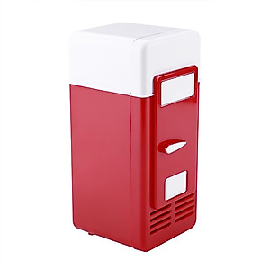 TOPINCN Mini USB Refrigerator Cooler Beverage Drink Cans Refrigerator and Heater for Office Desktop Hotel Home Car (Red)