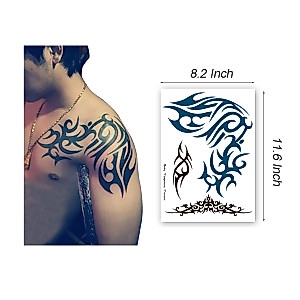Kotbs 6 Sheets Extra Large Totem Temporary Tattoo Stickers, Waterproof Big Temporary Tattoos for Men Adults Guys Women Body Art Arm Shoulder Chest Make Up Fake Tattoos