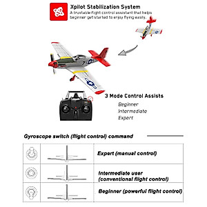Ssccgym Extra Large 29.5" 750MM P51 P51D Mustang Remote Control Combat Aircraft 4CH Double Battery Aerobatic Brushless RC Aircraft P-51 Full-Function for Professional Players