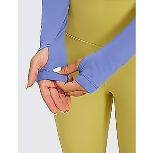 CRZ YOGA Butterluxe Long Sleeve Crop Tops for Women Slim Fit Workout Shirts Cropped Athletic Gym T-Shirts Wild Indigo Medium