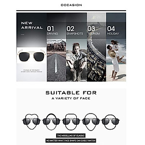 RCXKOOM Aviator Sunglasses for Men Army Military Style Polarized Pilot Sun Glasses Metal Frame Spring Hinge Bayonet Temple Shades