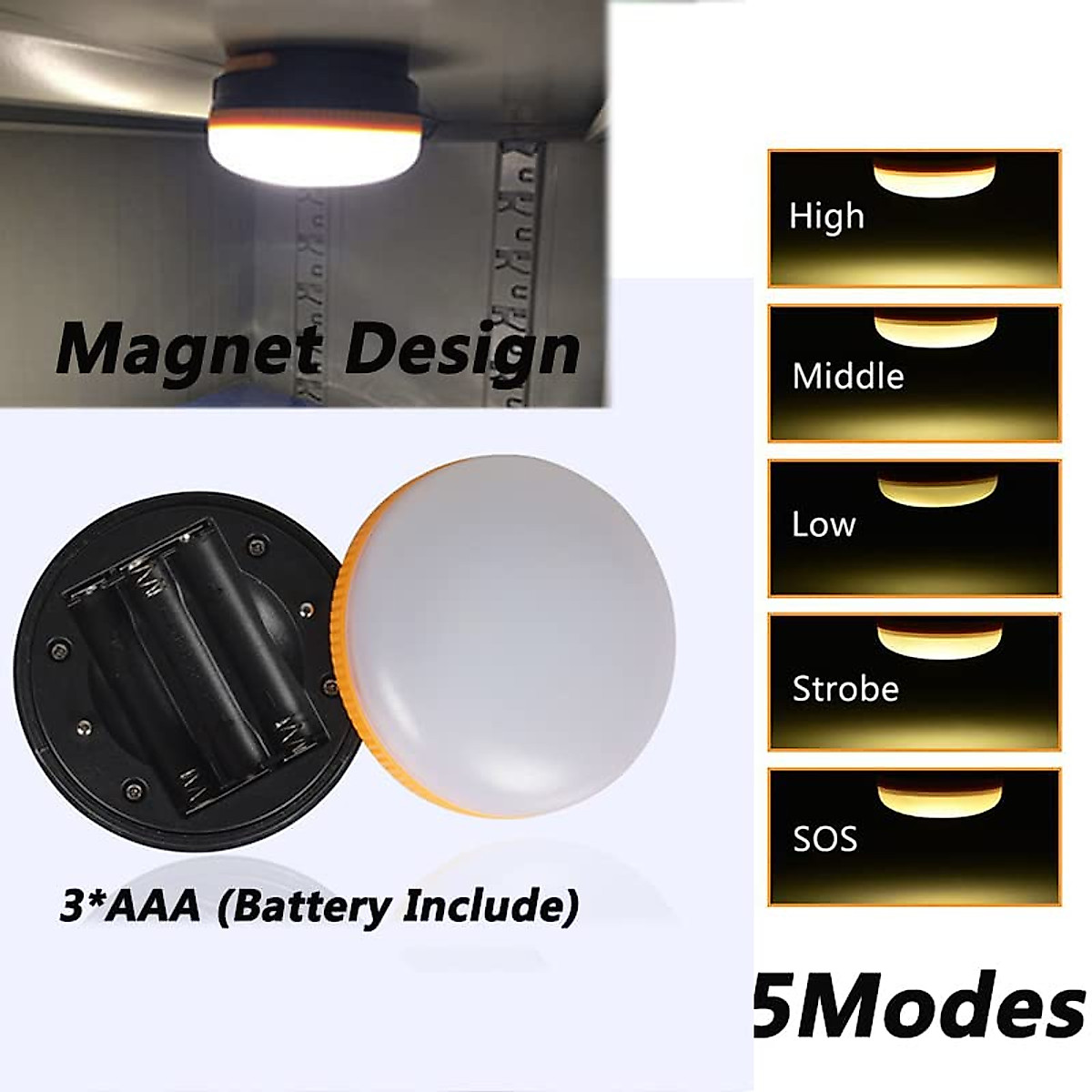 QWK Camping Lights Portable Lamp Outdoor Camping Light Lanterna Flashlight Hiking Night Lights Torch Light 5 Mode Magnet Hook Reading Lamps Tent Lamp