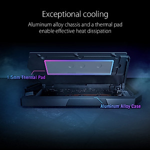 ROG Strix Arion S500 Portable SSD - USB-C 3.2 Gen 2, NVMe SSD with DRAM, up to 1050 MB/s transfers, 256-bit AES Disk, 500 GB Capacity, NTI Backup Now EZ Software, Aura Sync