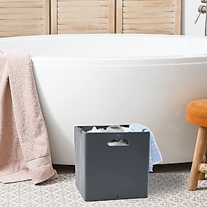 Nesmilers 4 Pack Collapsible Storage Cubes, Foldable Cubes Storage Bins, Grey