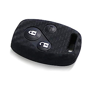 iJDMTOY Carbon Fiber Pattern Soft Silicone Full Coverage Key Cover Case Compatible With Honda Accord Civic CRV CRZ FIT Insight Pilot Odyssey Ridgeline, etc 2 3 4 Button Key
