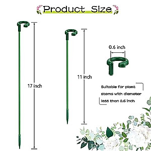 SupKing Plant Stakes,Invisible Plant Support Sticks with Rings for Indoor Outdoor Plants,16Pcs Plant Support Stakes Suitable for Potted Plant Flowers Peony Lily Rose Tomato (17"&11")