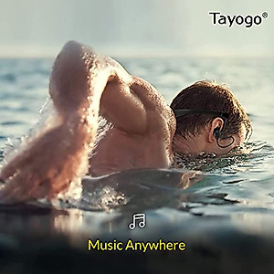 Waterproof Mp3 Player for Swimming, Tayogo IPX8 8GB Underwater Music Headsets for Sports(4 Pairs Earplugs)-Black