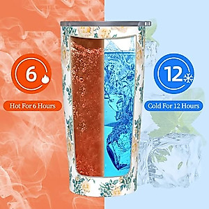 Yaxongx 20oz Tumbler Radiant Moonflower Double Wall Vacuum Insulated Coffee Mug with Lid and Metal Straw Brush Reusable Stainless Steel Water Bottle Travel Cup Gifts for Car Ice Drinks Hot Beverage